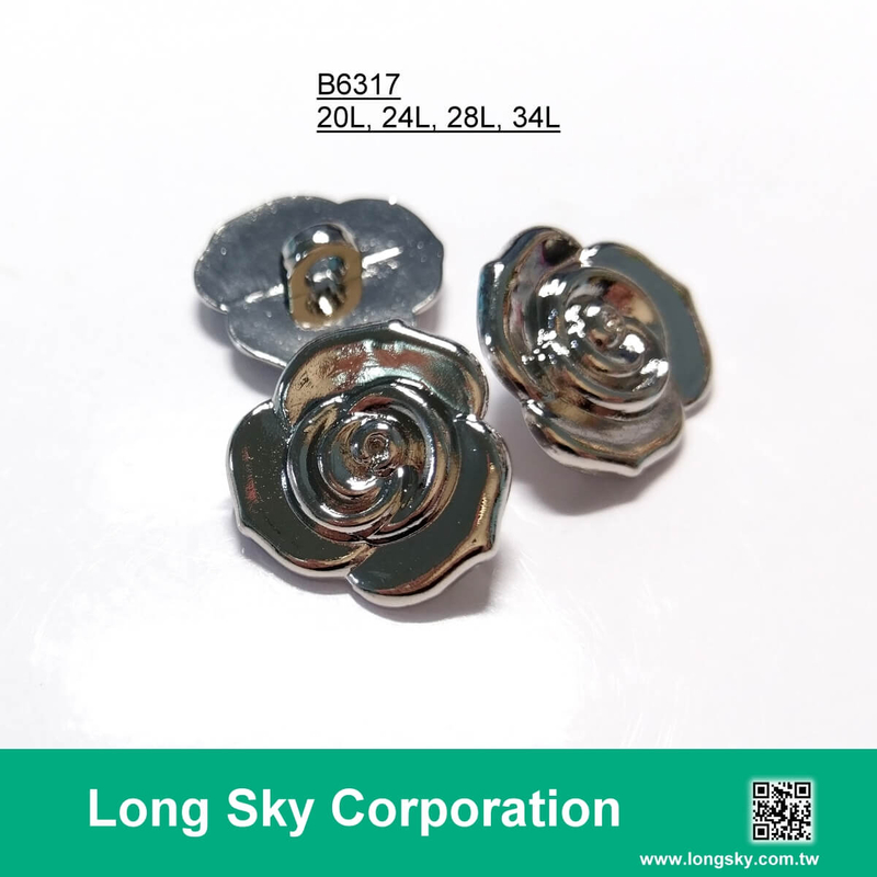 (B6317/20L,24L,28L,34L) silver rose shape apparel button, gorgeous ...